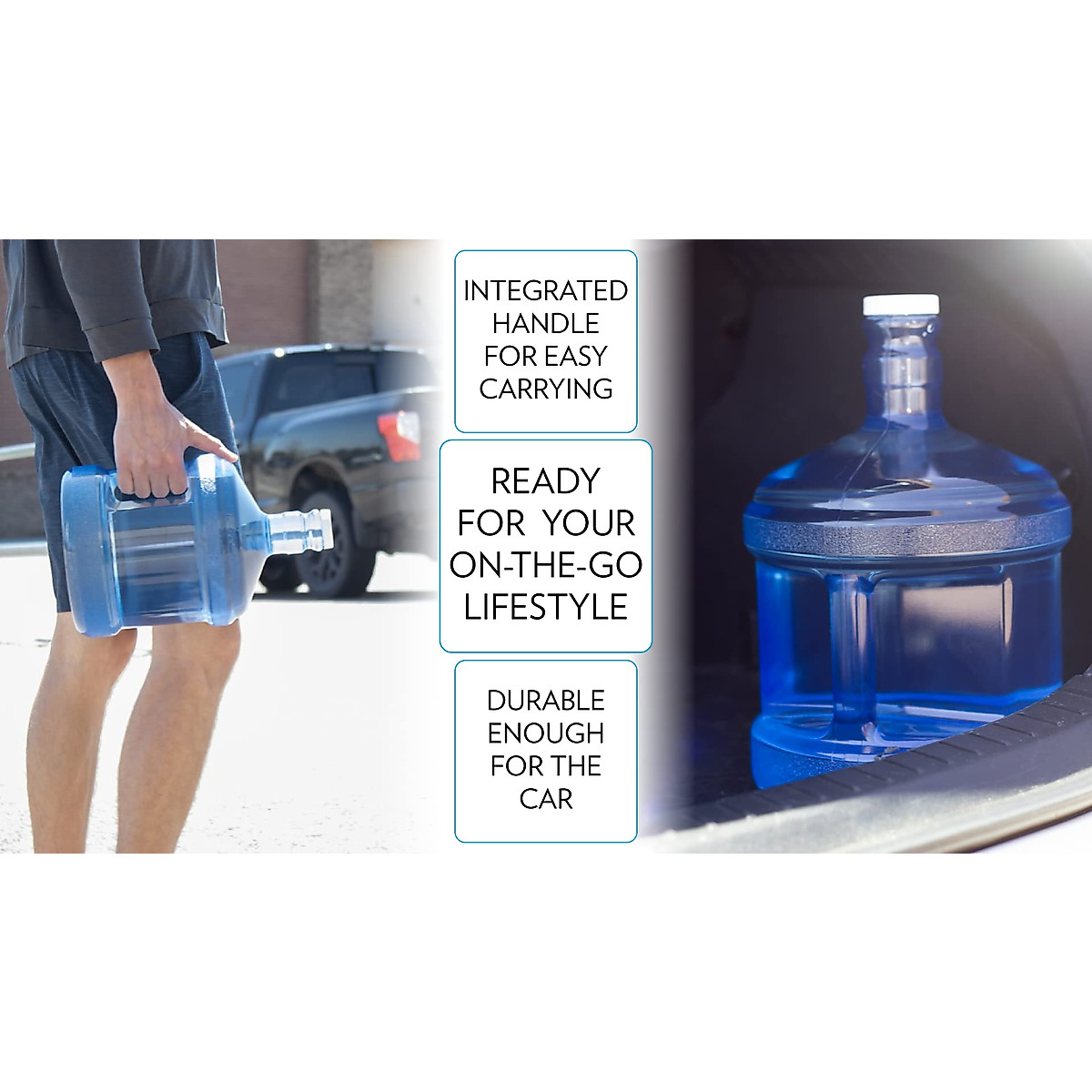 New Wave Enviro Polycarbonate Water Bottle, 2-Gallon, Screw Top Cap with Integrated Handle for Easy Carrying, Built for Durability, Blue