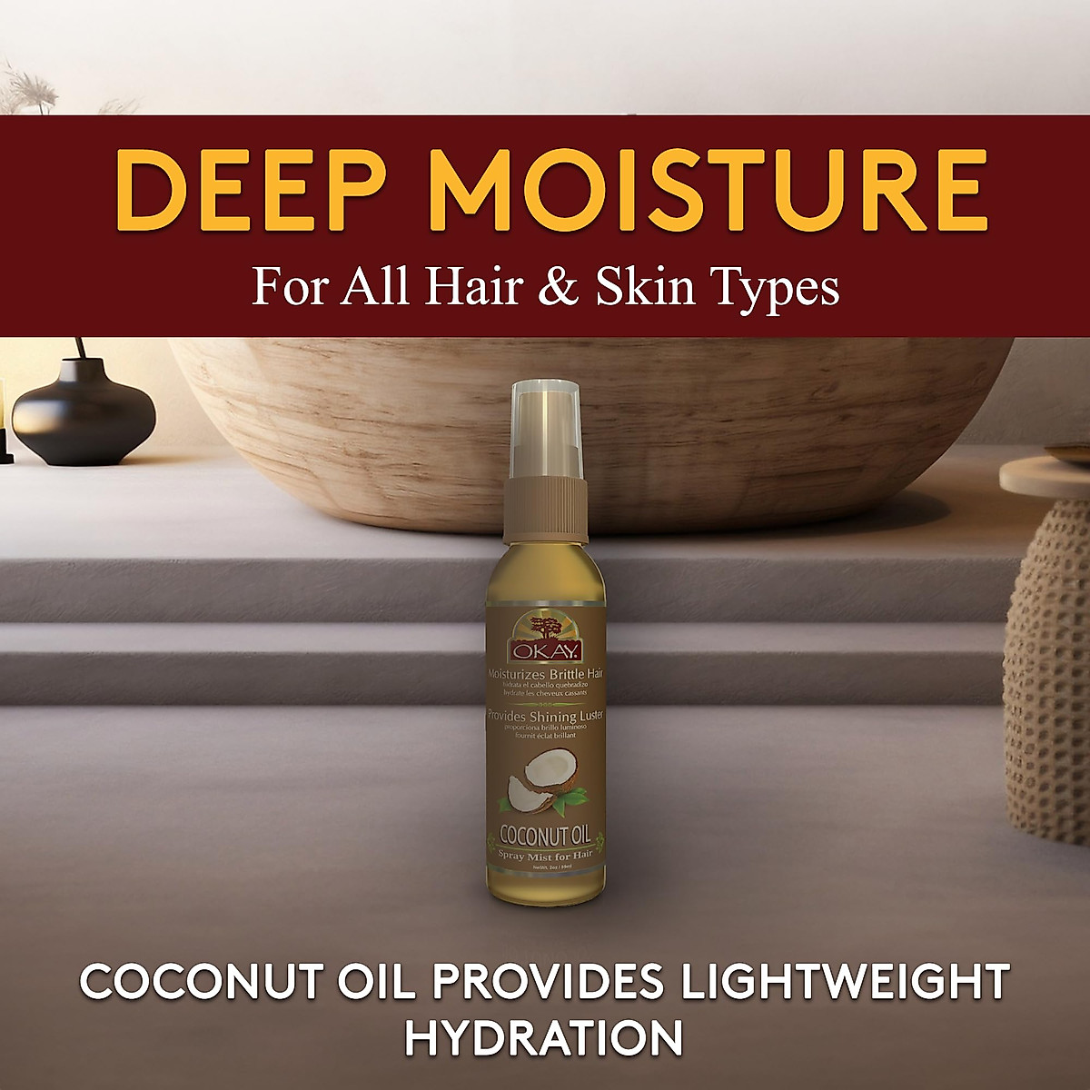 OKAY MIST HAIR SPRAY with COCONUT OIL 2oz / 59ml