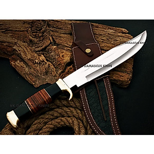 JNR Traders Handmade Dundee Bowie Knife Full Tang Hunting Knife, Large Bowie Knife with Sheath 17 inch Mirror Polished Carbon Steel Blade 3685