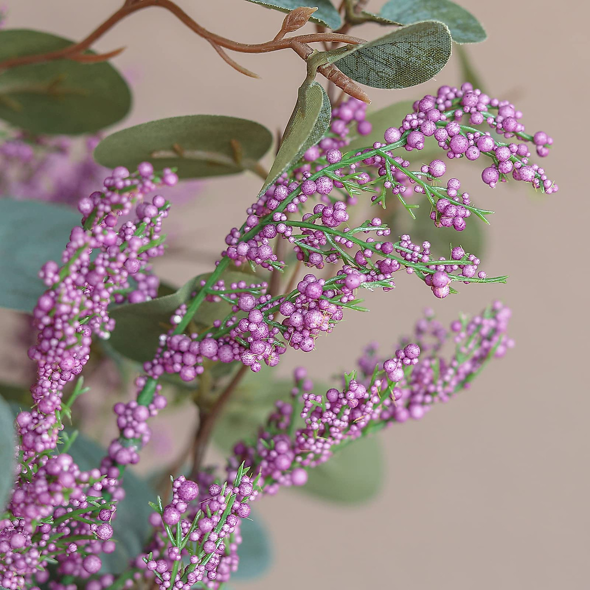 ANGELLOONG Artificial Plants for Home Decor Indoor, Potted Faux Silver Dollar Eucalyptus Greenery Leaves Fake Plants for Bedroom Aesthetic, 13.75in