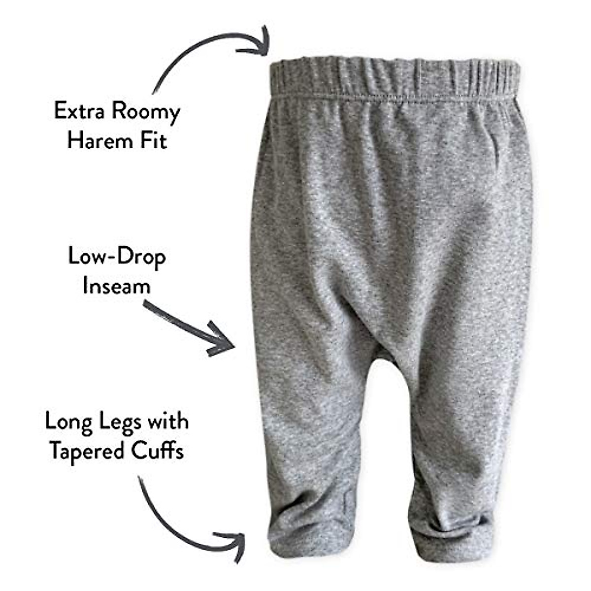 HonestBaby unisex baby Organic Cotton Cuff-less Harem Multi-pack Pants, 4-pack Gray Ombre, 6-9 Months US