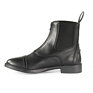 HORZE Wexford Women's Equestrian Synthetic Leather Zip-Up Schooling Paddock Boots - Black - 7