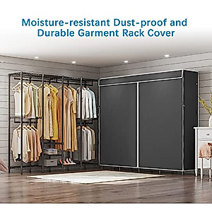 VIPEK V40C Covered Garment Rack Heavy Duty Clothes Rack with Cover, Custom Freestanding Closet Portable Wardrobe Closet for Bedroom, Black Metal Clothing Rack with Balck Oxford Fabric Cover