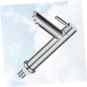 Housoutil 4pcs Stainless Steel Water Tap Kitchen Water Faucet Wall Mounted Bathroom Faucet Vessel Faucet Outdoor Water Faucet Kitchen Taps Bathtub Faucet Laundry Faucet Waterfall