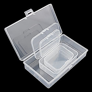 Thintinick 24 Pack Rectangular Plastic Storage Containers Box with Hinged Lid for Beads and Other Small Craft Items, Mixed Sizes (Clear)