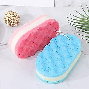 INGVY Dry Brushing Body Brush Three Layer Wave Bath Sponge Body Brush Skin Cleansing Massage Cleaning Shower Brush Adult Foam Scrub Towel Rope Holder (Color : Red)