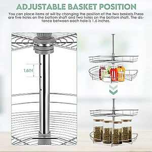 32'' Kidney Chrome Lazy Susan MATHOWAL 2-Shelf Kitchen Cabinet Blind Corner Kidney Shaped Corner Organizer Storage RackIUS Store