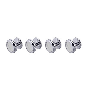 Jonwo 4pcs Men's Tuxedo Studs Mother of Pearl Stainless Steel Men Shirt Studs Button Set Wedding Party Business (Silver 4pcs Studs)