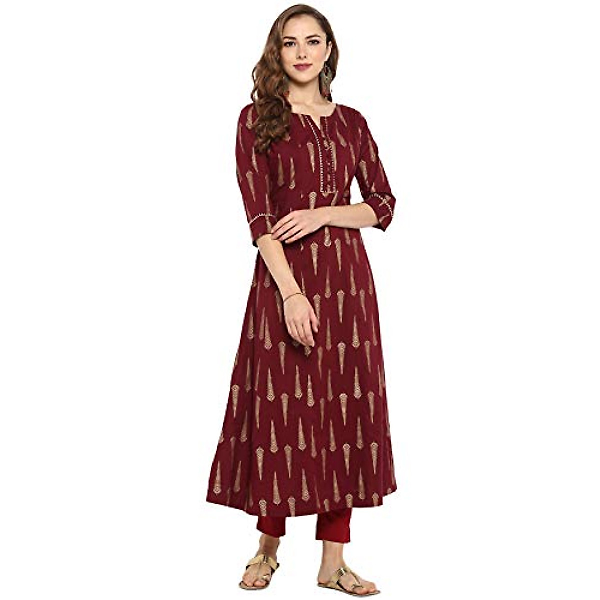 Janasya Indian Women's Tunic Tops Cotton Kurti for Women(JNE3030-KR-XXXL) Red