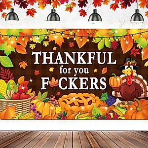 Friendsgiving Party Decorations, Thankful for You Banner for Happy Thanksgiving Party Decor, Friends Giving Party Wall Backdrop, Friendsgiving Sign Office Decorations Indoor