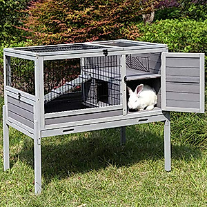 GUTINNEEN Rabbit Cage Indoor Outdoor Bunny Hutch for Hamster Ferret and Other Small Animals Guinea Pig Habitats with Wire Bottom Netting Above The Pull Out Tray