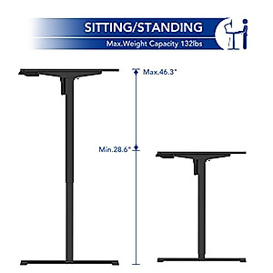 Electric Standing Desk 40 x 24 Inches, Height Adjustable Stand Up Desk w/2-Button Controller, Small Sit Stand Desk, Ergonomic Computer Desk for Home Office, Black Frame + Black Tabletop