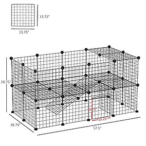 PawHut Pet Playpen DIY Small Animal Cage 36 Panels Portable Metal Wire Yard Fence with Door and Ramp for Rabbits, Kitten, Puppy 14 x 14 in
