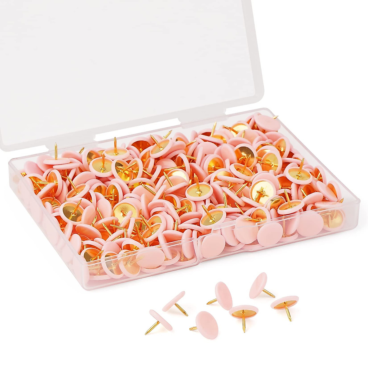 Grtard Steel Thumb Tacks 300 Pack, Thumb Tack Push Pins Silver Round Head Pins Office Thumbtack, Push Pin for Home, School, Sharp Steel Points 3/8 Inch Head, Silver