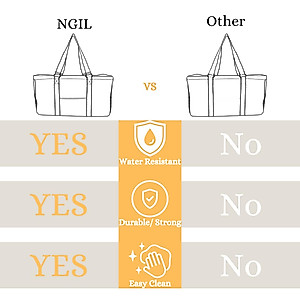 NGIL Extra Large Utility Tote Reusable Grocery Organizing Bag Oversized Collapsible for Storage, Picnic,Car, Beach (Softball-black)