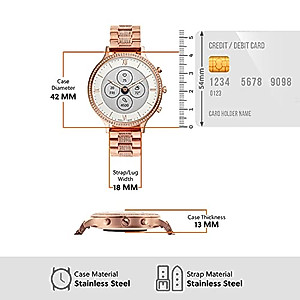 Fossil Women's 42mm Charter Stainless Steel Hybrid HR Smart Watch, Color: Rose Gold Glitz (Model: FTW7012)