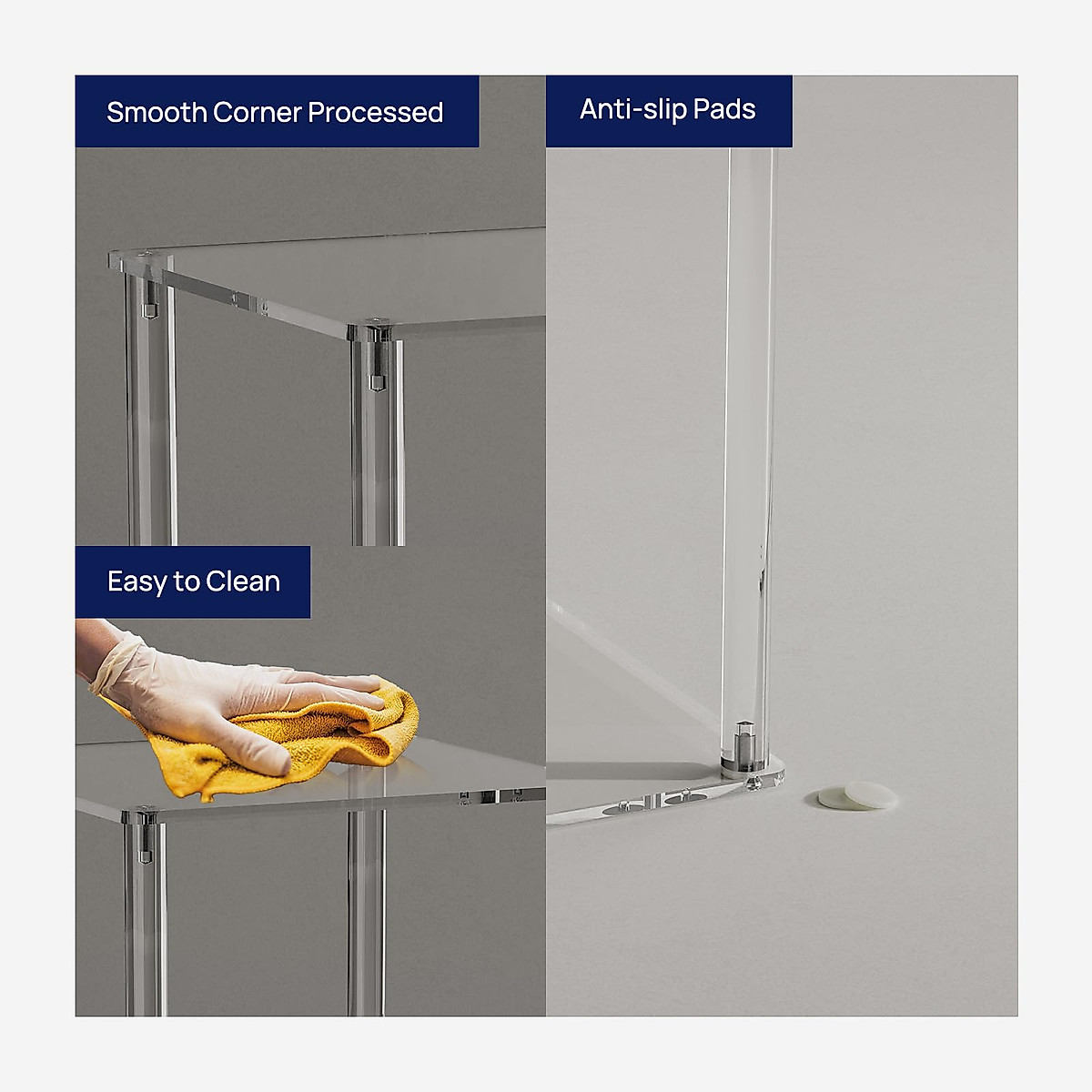 HMYHUM Acrylic Drink Table for Small Spaces, 10" Square, Clear Small Side Table/End Table for Living Room, Sofa, Easy Assembly, Modern, 26" H