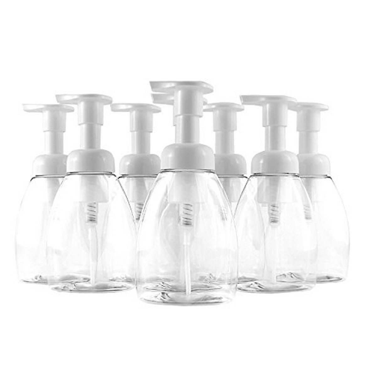 Cornucopia Foaming Soap Dispensers 8.5oz / 250ml Capacity (8pk); Oval with White Pumps Empty Plastic Liquid Soap Pump Bottles