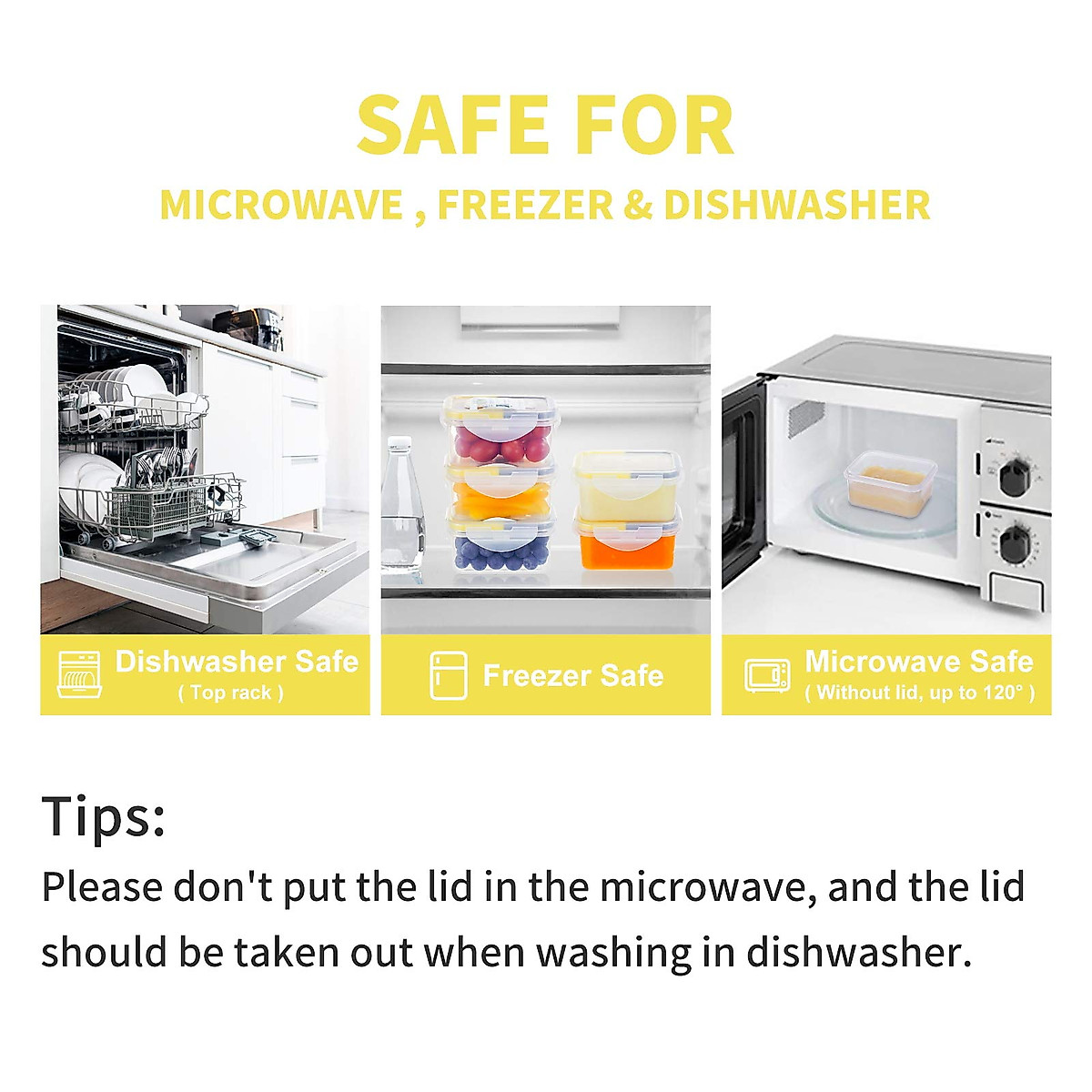 KIGI 6 Pack 6OZ Airtight Plastic Food Storage Containers Set 180ML Rectangular Small Bento Box with Lid