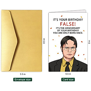 Chenive Funny Office Birthday Card, Dwight Schrute Birthday Card, Bday Greeting Card, It is Your Birthday False