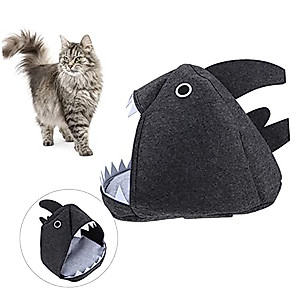 Bed House House-Dark Small Cat Grey Detachable Cat/Felt Super Catscomfortable Washable Pet Slip and Warm Supplies Indoor Kitten Shaped Cave Dark Sofa Dog Rabbit- Perfect Soft