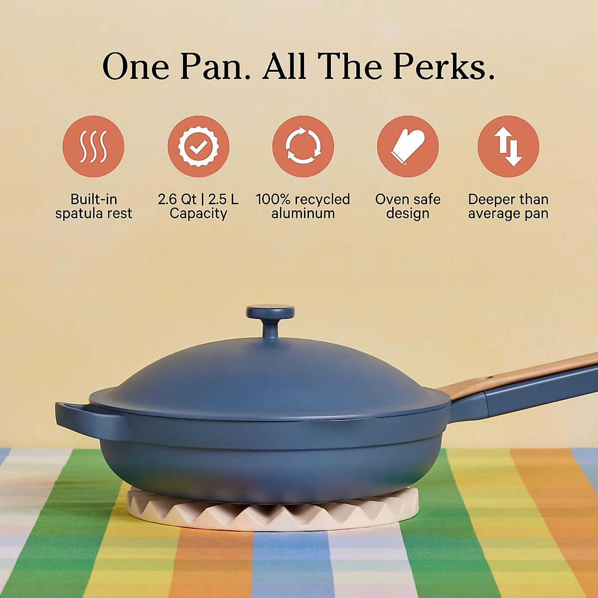 Our Place 10.5-Inch Ceramic Nonstick Skillet Pan, Toxin-Free with Stainless Steel Handle, Oven Safe - Blue Salt