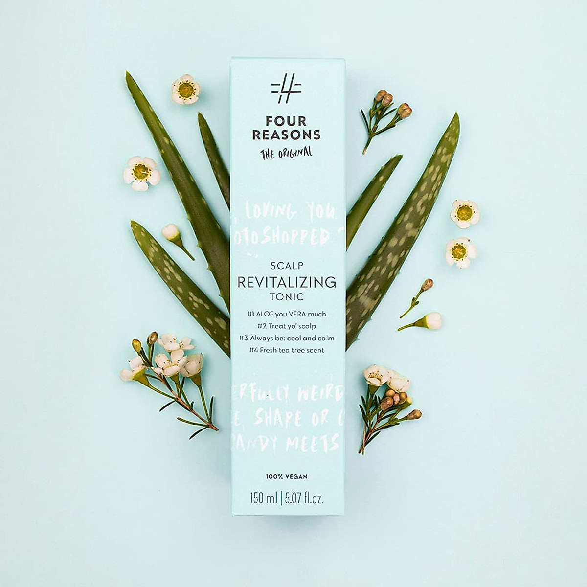 Four Reasons Original Scalp Revitalizing Tonic- Moisturizing & Calming Anti-Itch Hair Tonic With Tea Tree Oil and Aloe Vera For Dry, Flaky, Itchy Scalp - 100% Vegan & Cruelty Free - 5.07 fl.oz