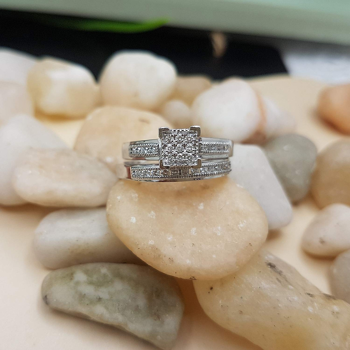 Dazzlingrock Collection 0.50 Carat (Cttw) Sterling Silver Round White Diamond Women Engagement Ring Set 1/2 CT, Size 7.5