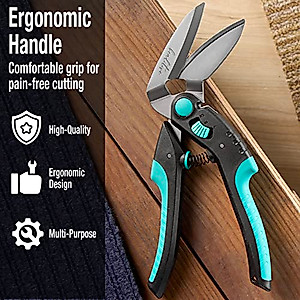 Beaditive Heavy Duty Multipurpose Angled Craft Scissors 10" - Japanese Stainless Steel, Serrated Blade - Industrial Shears for Thick Fabrics, Leather, Cardboard, Carpets, Artificial Grass