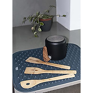 VIRKI Silicone Dish Drying Mat, Large 21"x18", Reusable Dish Mat, Non-Slip Kitchen Mat, Heat Resistant, Easy Dish Drying, Dishwasher Safe, Raised Edge Design