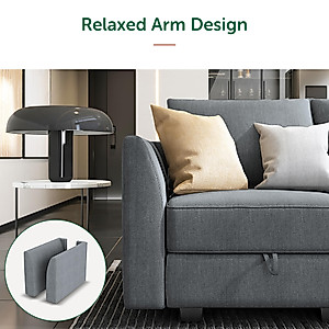 HONBAY Modular Sectional Sofa with Storage Ottoman Fabric Modular Couch with Reversible Chaise 6-Seater L Shape Corner Sofa Sectional Couch, Bluish Grey