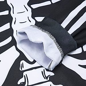 Idgreatim Men Women Halloween Skeleton Hoodie Novelty Realastic 3D Graphic Pullover Sweatshirt with Pocket Novelty Cpsplay Hoody Jacket for Dead Parades XL