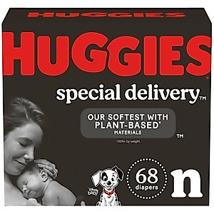 Huggies Special Delivery Hypoallergenic Baby Diapers Size Newborn (up to 10 lbs), 68 Ct, Fragrance Free, Safe for Sensitive Skin