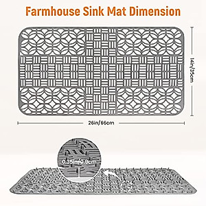 Silicone Sink Mat with DIY Drain Hole 26''x14'' Sink Protectors for Kitchen Sink Non-slip Heat Resistant Sink Protector Grid Accessory for Bottom of Farmhouse Stainless Steel