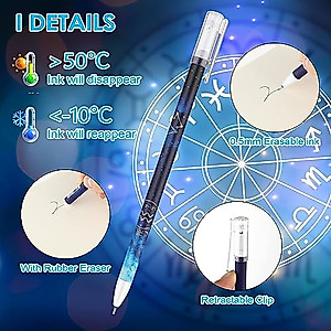 cobee 12PCS Constellation Erasable Gel Pens, 0.5mm Fine Point Gel Ink Pens, Smooth Writing for School Office Home