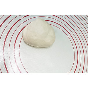 silicone pastry mat non stick baking mat with measurement fondant mat with three sizes for silicone baking mat, counter mat, dough rolling mat,fondant/pie crust mat. (l, Red)