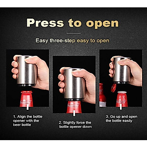 Automatic Beer Bottle Opener Syart Stainless Steel Magnetic Beer Bottle Opener magnet No Damage to Bottle Cap Opener bulk seniors(1pack)