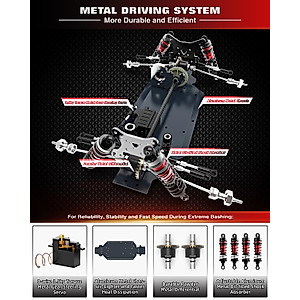 CROBOLL 1:14 Brushless Fast RC Cars for Adults with Independent ESC,Top Speed 90+KPH 4X4 Hobby Off-Road RC Truck,Oil Filled Shocks Remote Control Monster Truck for Boys(Red)