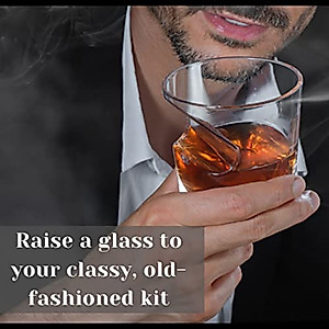 EMCOLLECTION Home Bar Crystal Whiskey Gifts for Men with Side Mounted Holder, 12oz, Bourbon Glasses Old Fashioned | Whisky Stones | Ideal for Cocktails, Scotch and Liquor's Lovers (Set of 1 Glass)