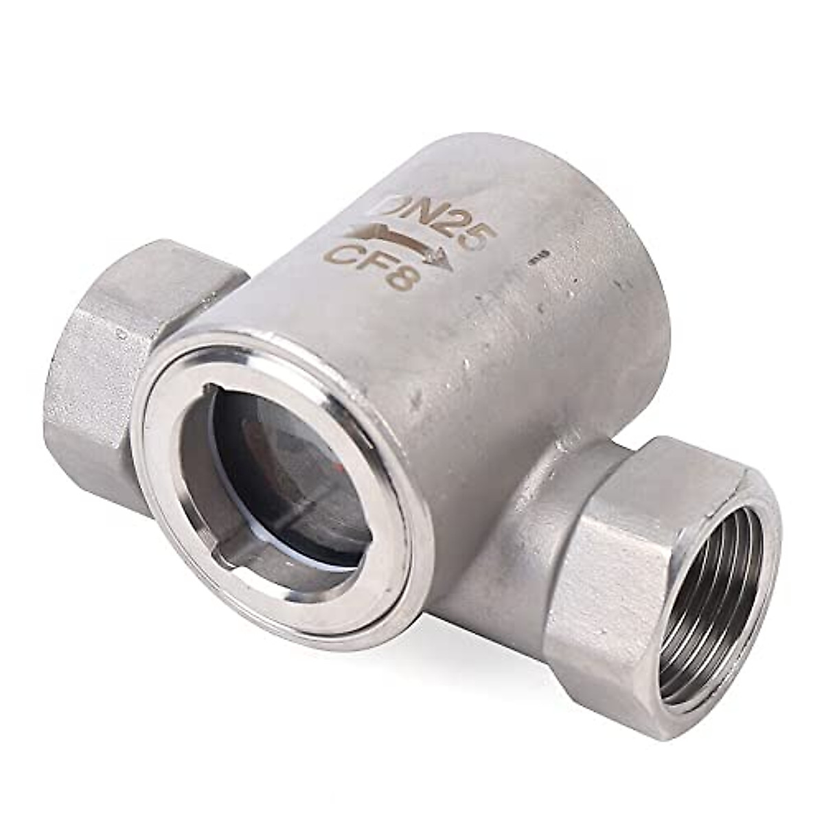 Water Flow Indicator, Stainless Steel 1" NPT Female Thread Sight Flow Indicator with Plastic Impeller