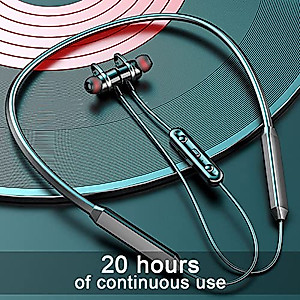 Qiopertar Bluetooth Neckband Headphones HD Stereo Clear Sound Sporty and Ergonomic Neck Hanging Design Noise Cancelling Mic Wireless Earphones for Workouts Home Party Sports