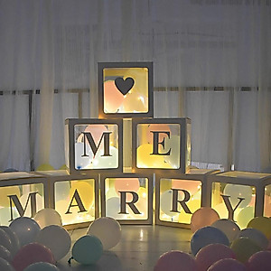 Baby Boxes with Letters for Baby Shower- Baby Balloon Boxes with Letters- A-Z 31 Letters- Gender Reveal Party Decoration Box- Clear Baby Shower Box Decorations- Baby Clear Boxes