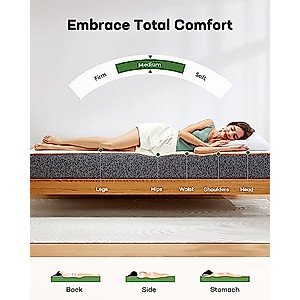 Marsail Full Mattress, 10 Inch Gel Memory Foam Mattress with Zippered Cover, Medium-Firm & Fiberglass Free, CertiPUR-US Certified Mattress in a Box, Breathable Bed for Pressure Relieving