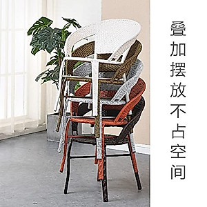 GFHLP Outdoor Garden Furniture Garden Chair Balcony Small Rattan Chair Armrest Chair Leisure Outdoor Woven Teng Chair Retro Simplicity (Color : Black)