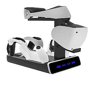 Charging Station Dock with Display Light Helmet Storage Rack for PS VR2 / PS5 Controller Accessories