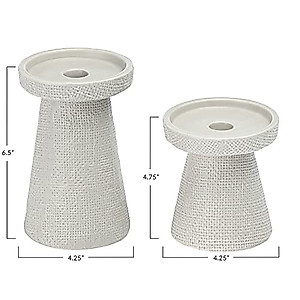 Main + Mesa Stoneware Pillar & Taper Candle Holders, Set of 2