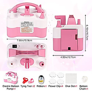 Balloon Pump Flyneei Balloon Pump Electric Balloon Inflator Electric Balloon Pump & Balloon Tying Tool in One Portable Dual Nozzle Balloon Air Pump Balloon Blower for Party Decoration