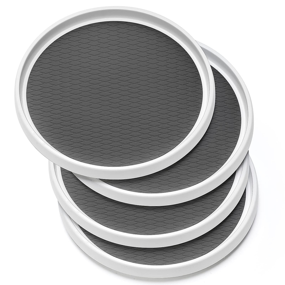 [ 4 Pack ] 12 Inch Non-Skid Turntable Lazy Susan Organizers - Spinning Rack for Cabinet, Pantry Organization and Storage, Kitchen, Fridge, Vanity, Countertop, Under Sink Organizing, Spice Spinner