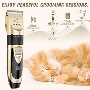 Gooad Cat Clippers for Matted Hair, Cordless Cat Hair Trimmer for Grooming, Quiet Cat Shaver for Long Hair, Cat Paw Trimmer Nail Grinder,Pet Shaver Cat Grooming Kit for Cats Small Dogs Animals