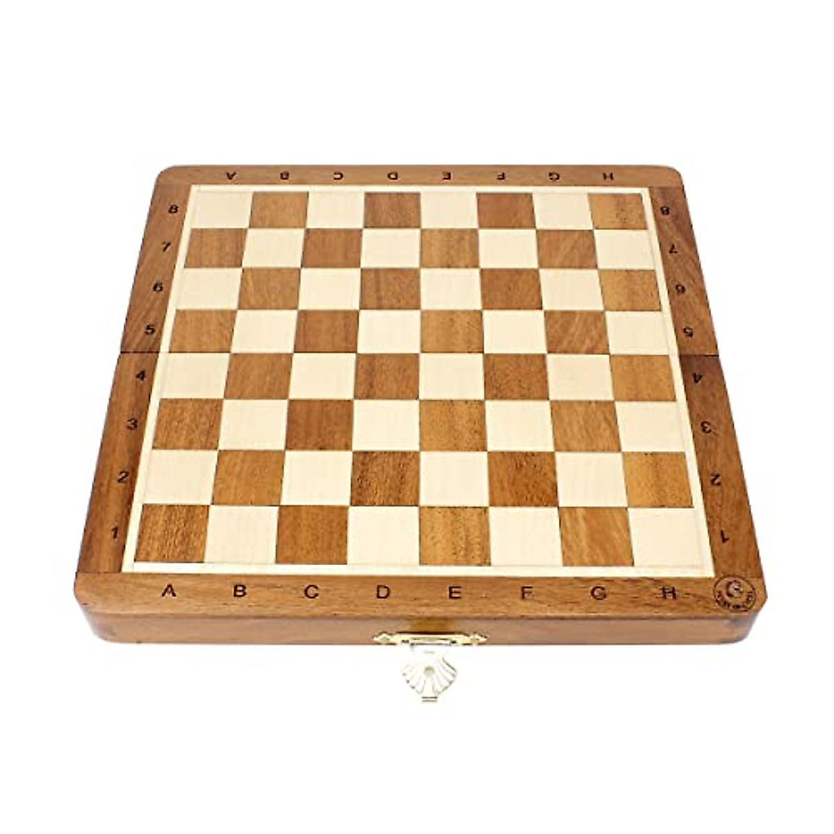 House of Chess - 8 Inch Wooden Magnetic Folding Travel Chess Set - Board with Algebraic Notation + 2 Extra Pawns & 2 Extra Queens- Handmade - Premium Quality